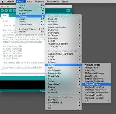 Instalar StandardFirmata - Echidna Educacion